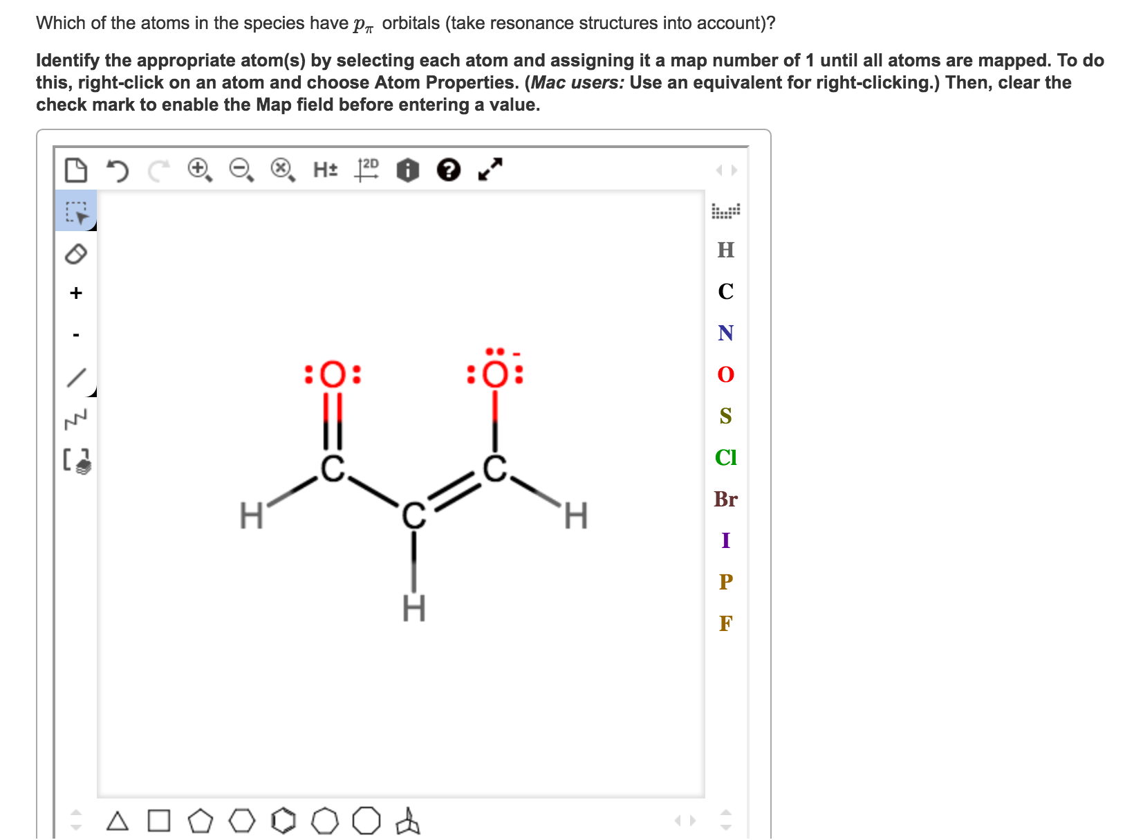 Solved Which of the atoms in the species have P_pi orbitals | Chegg.com