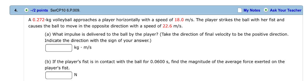 Solved 4 12 Points Sercp10 6 P 009 My Notes Ask Your