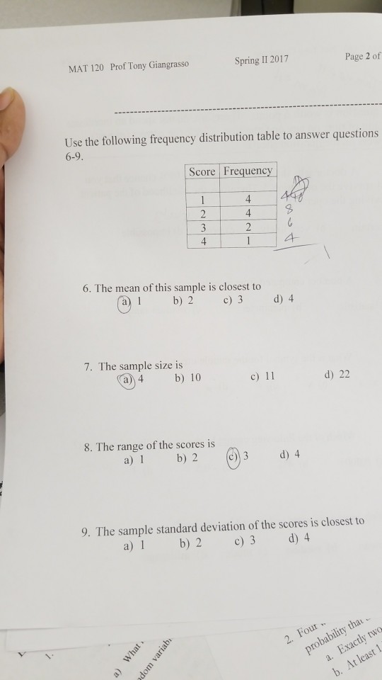 Solved Use the following frequency distribution table to | Chegg.com