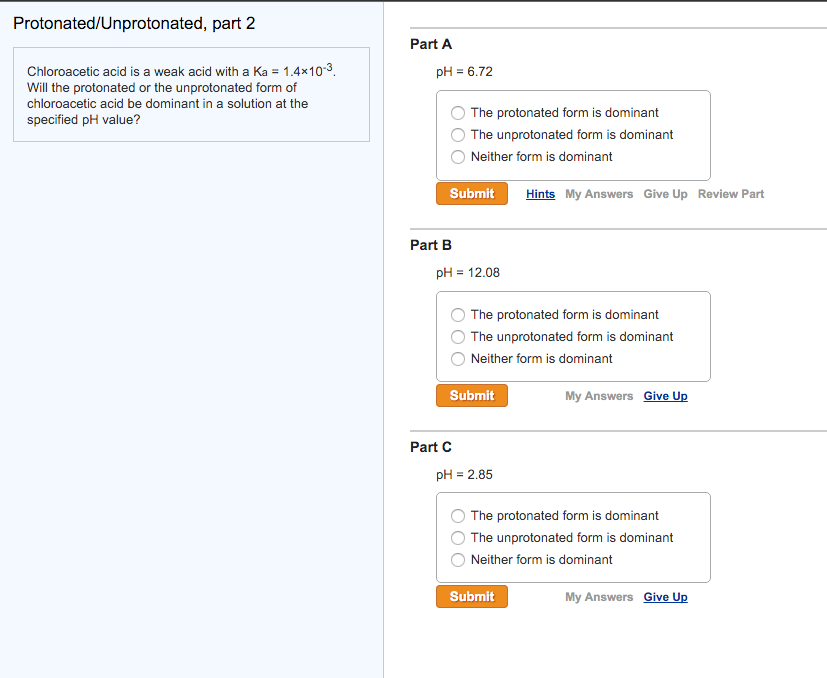 Solved Key Concept: Protonated/Unprotonated, part 2: | Chegg.com