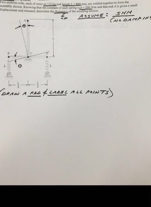 Solved Two uniform rods, each of mass m = 12Kg and length L | Chegg.com