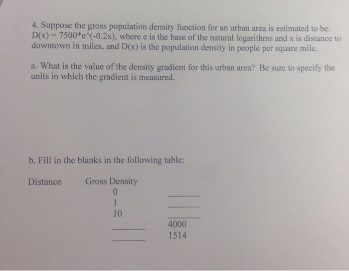 Solved Suppose the gross population density function for an | Chegg.com