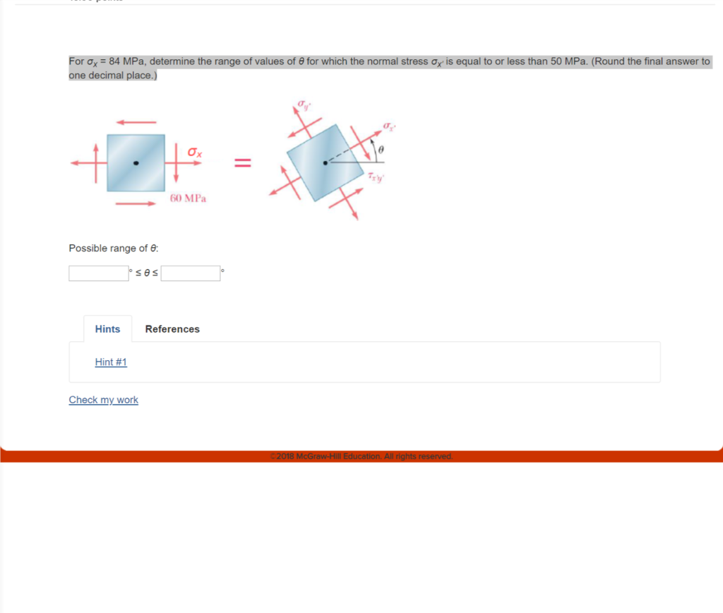 Solved For ?,-84 MPa, determine the range of values of ? for | Chegg.com