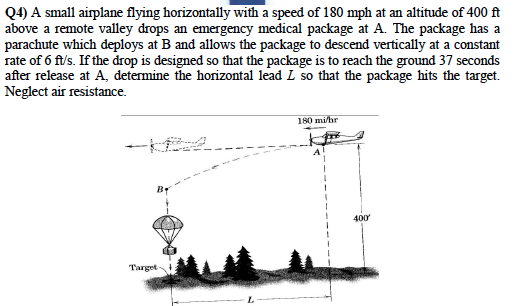 Solved A small airplane flying horizontally with a speed of | Chegg.com