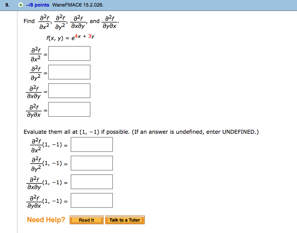 Solved Find partial differential^2 f/partial differential | Chegg.com