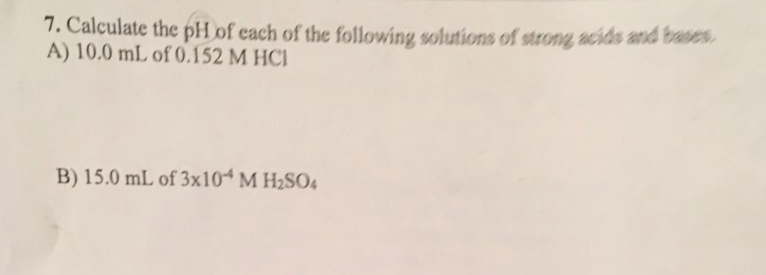 Solved Calculate the pH of each of the following solutions | Chegg.com
