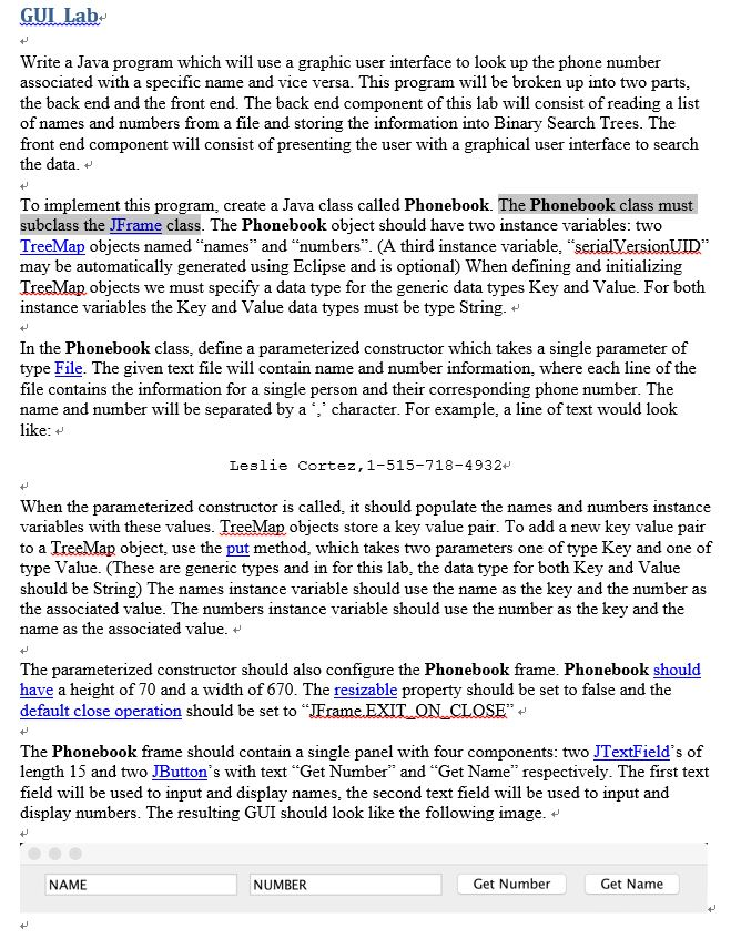 GUL Lab Write a Java program which will use a graphic | Chegg.com