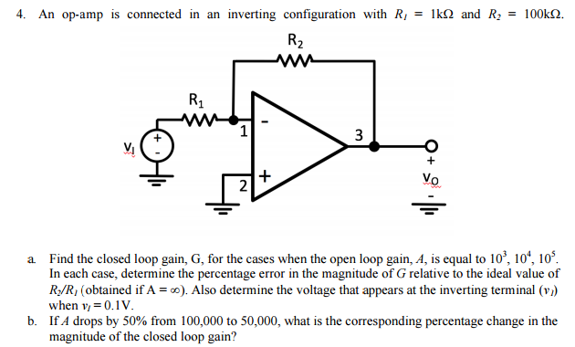 Solved An op-amp is connected in an inverting configuration | Chegg.com