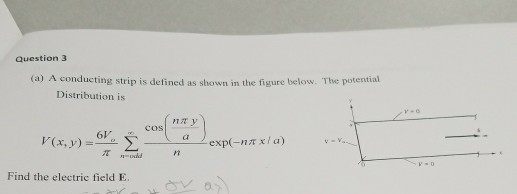 Solved Question 3 (a) A conducting strip is defined as shown | Chegg.com