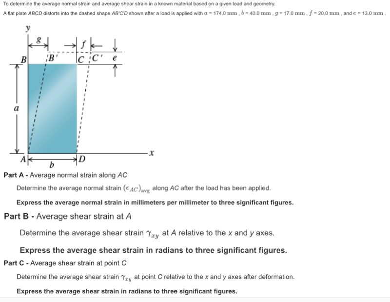 Solved To determine the average normal strain and average | Chegg.com