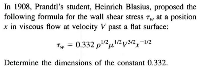 Solved In 1908, Prandtls student, Heinrich Blasius, proposed | Chegg.com