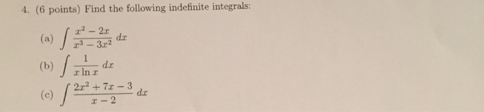 Solved Find the following indefinite integrals: integral | Chegg.com