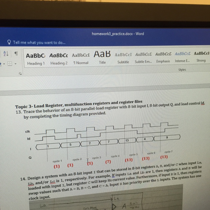 Solved Trace the behavior of an 8-bit parallel-load register | Chegg.com