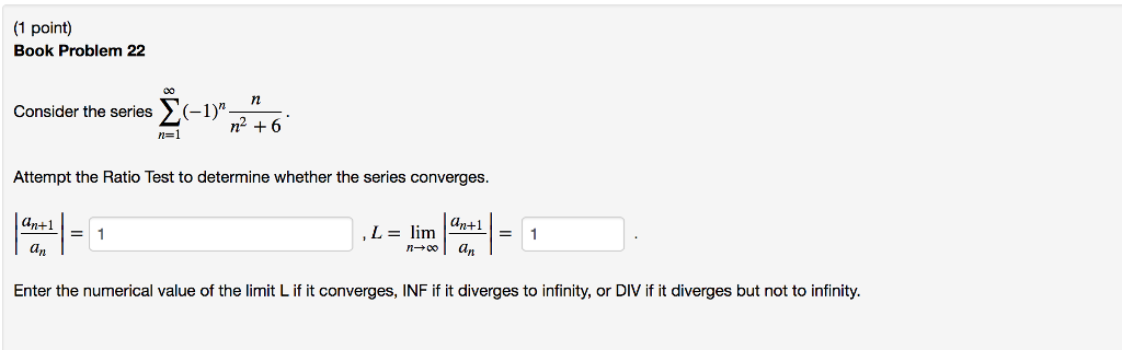 Solved (1 point) Book Problem 23 Consider the series > (-1) | Chegg.com