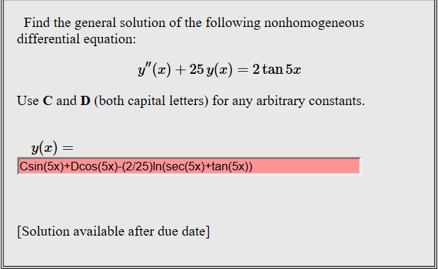 Solved Find the general solution of the following | Chegg.com