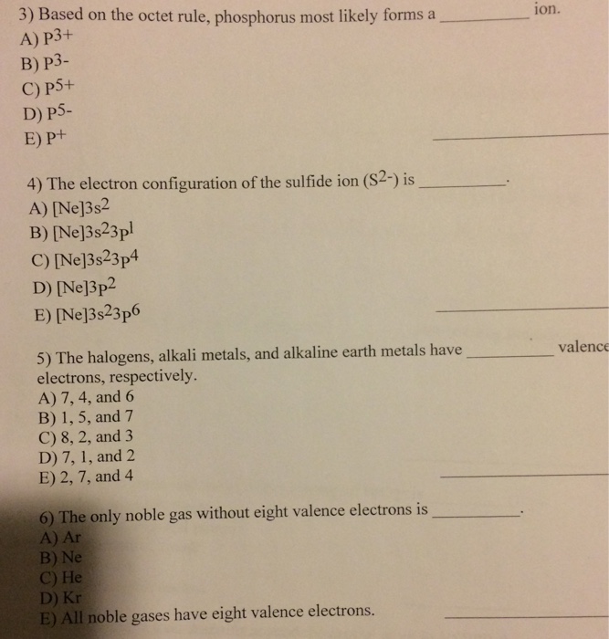 Solved Based on the octet rule, phosphorus most likely forms | Chegg.com