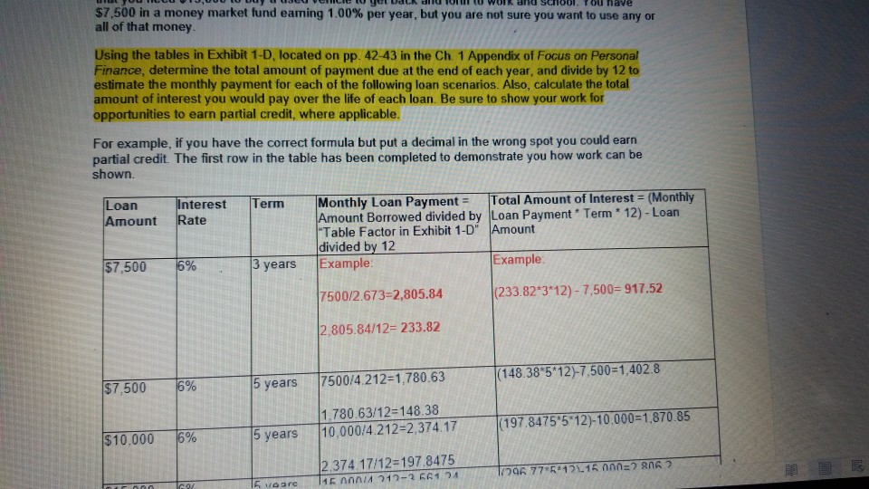 Solved $7,500 in a money market fund earning 1.00% per year, | Chegg.com