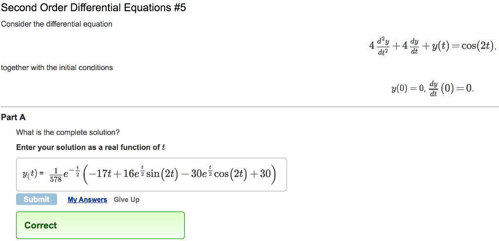 Solved Consider the differential equation 4 d^2y/dt^2 + 4 | Chegg.com