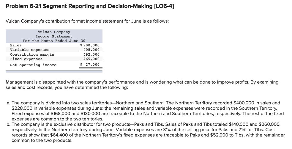 Solved Problem 6-21 Segment Reporting and Decision-Making | Chegg.com
