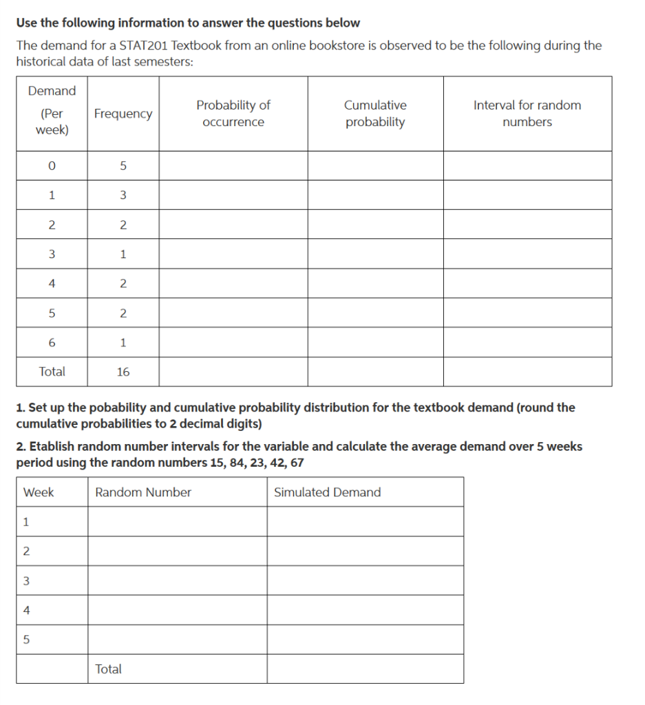 Solved Use the following information to answer the questions | Chegg.com