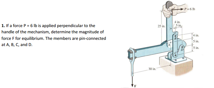 Solved If a force P = 6 lb is applied perpendicular to the | Chegg.com