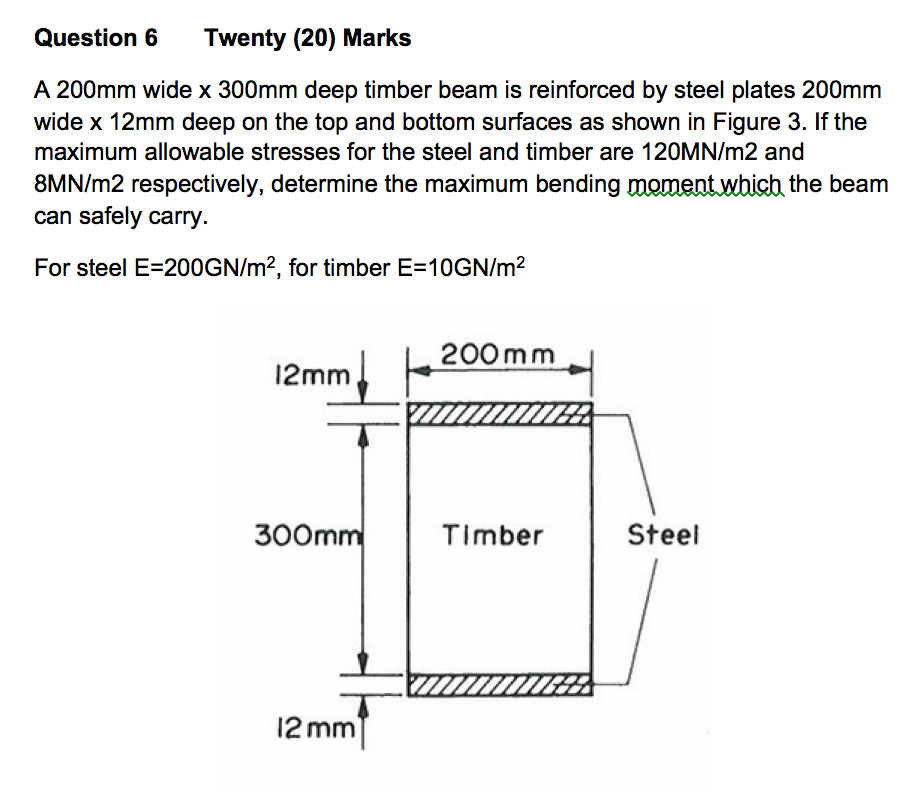 Solved Question 6 Twenty (20) Marks A 200mm wide x 300mm | Chegg.com