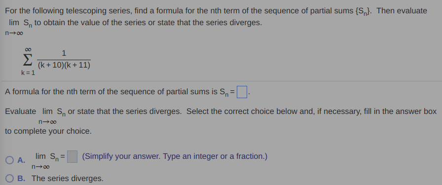Solved For the following telescoping series, find a formula | Chegg.com
