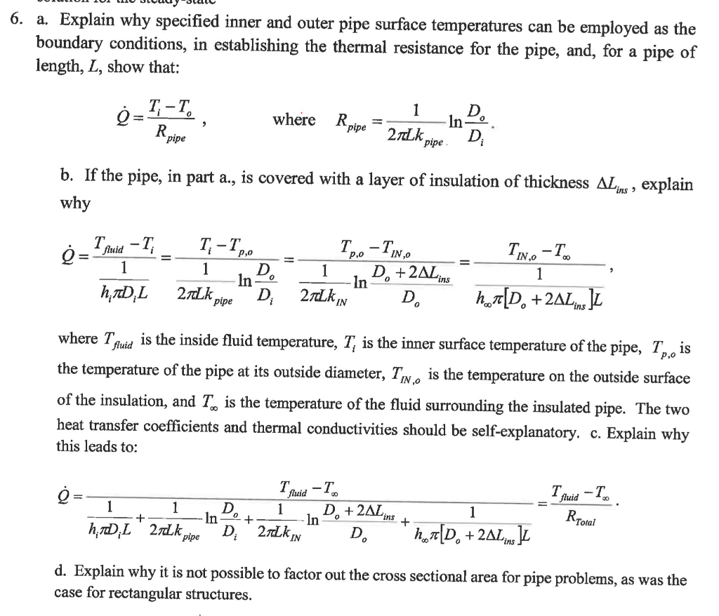 Solved 6. a. Explain why specified inner and outer pipe | Chegg.com