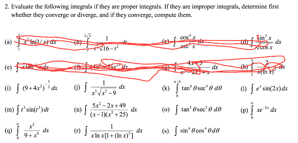 Solved Evaluate the following integrals if they are proper | Chegg.com