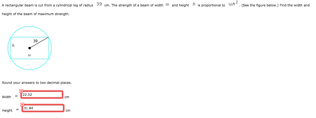 Solved A rectangular beam is cut from a cylindrical log of | Chegg.com