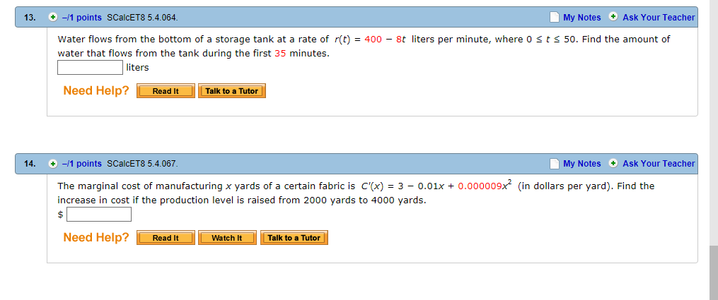 Solved 13. -11 points SCalcET8 5.4.064 My Notes Ask Your | Chegg.com Solved 13. -11 points SCalcET8 5.4.064 My Notes Ask Your | Chegg.com