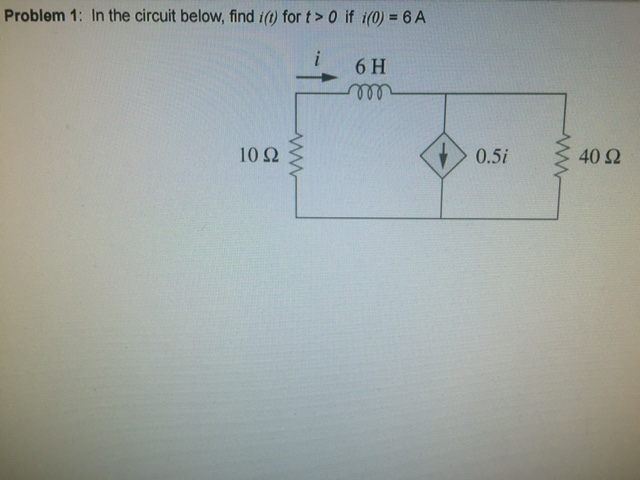 Solved In the circuit below, find i(t) for t > 0 if i(0) = 6 | Chegg.com