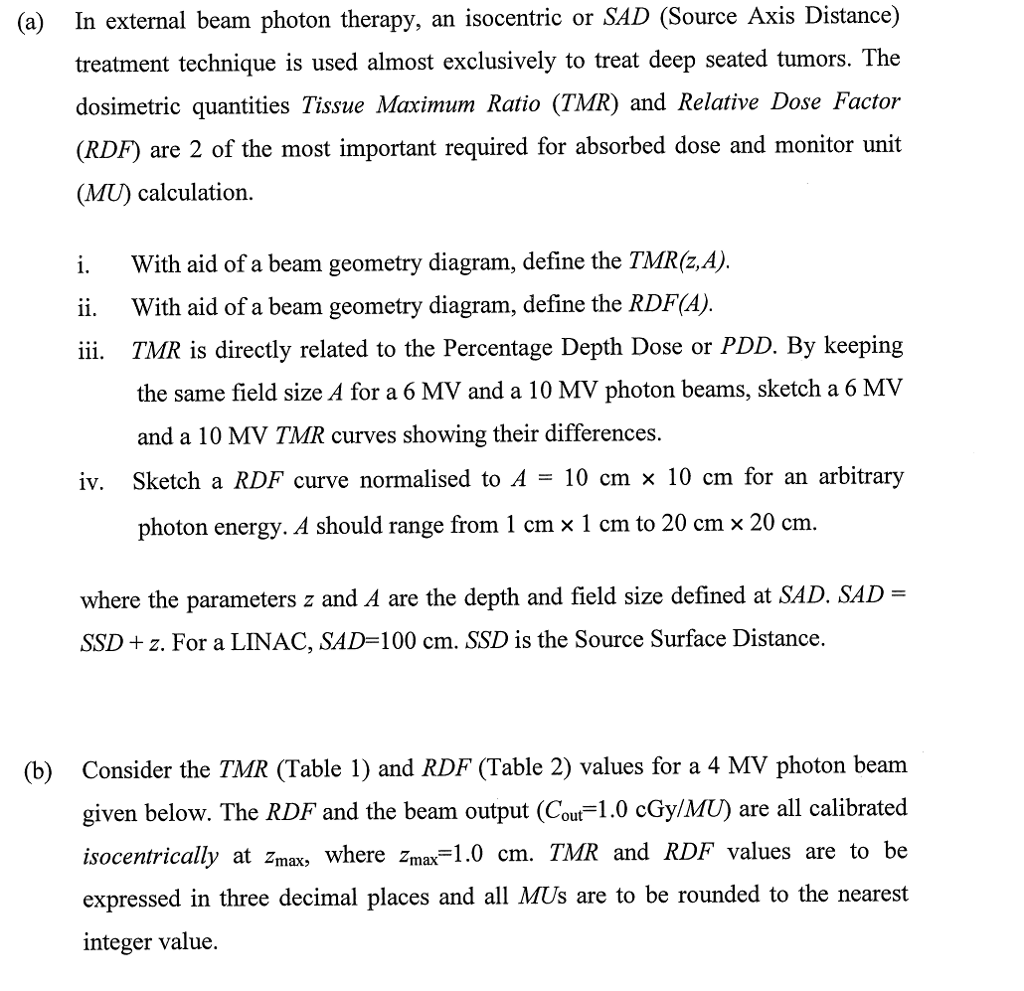 (a) In external beam photon therapy, an isocentric or | Chegg.com