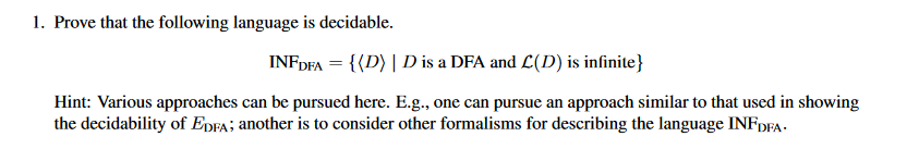Solved Prove that the following language is decidable. | Chegg.com