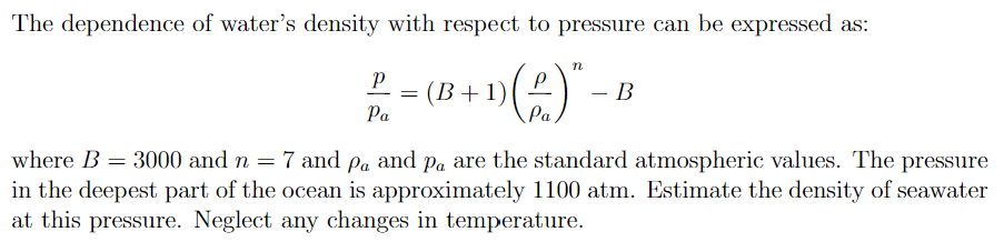 Solved The dependence of water's density with respect to | Chegg.com