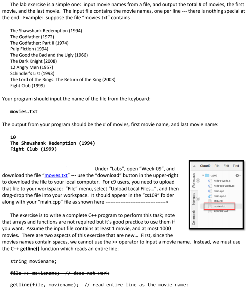 Solved The lab exercise is a simple one: input movie names | Chegg.com
