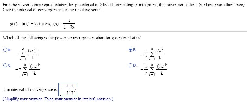 Solved Find the power series representation for g centered | Chegg.com