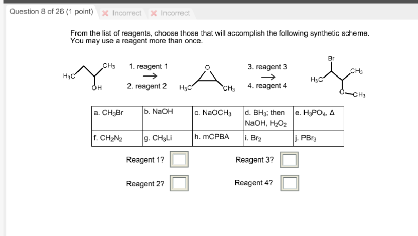 Solved From the list of reagents, choose those that will | Chegg.com
