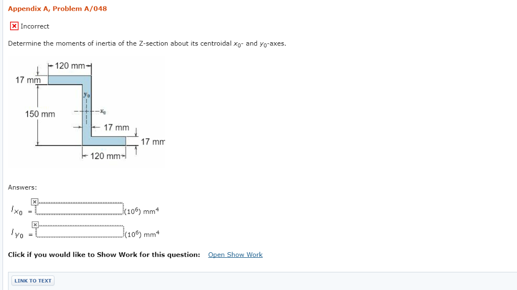 Solved Appendix A, Problem A/048 Incorrect Determine the | Chegg.com
