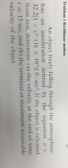 Solved An object freely falling through the atmosphere has | Chegg.com