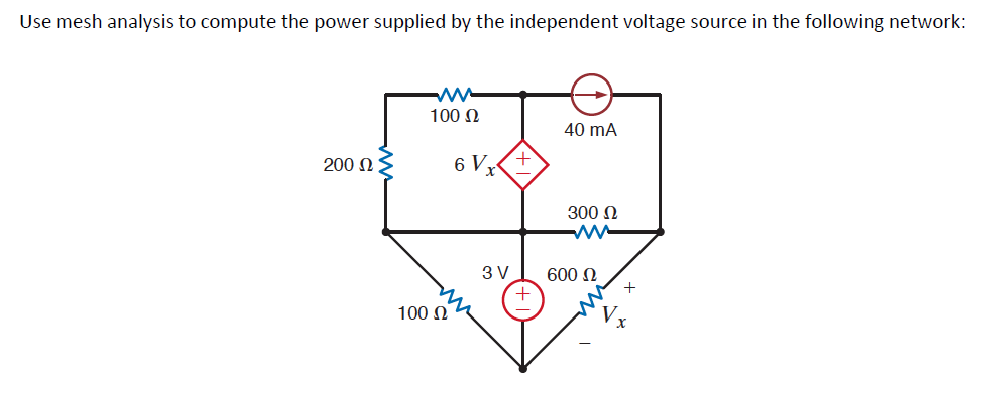 Solved Use mesh analysis to compute the power supplied by | Chegg.com