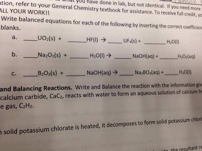 Solved Write balanced equations for each of the following by | Chegg.com