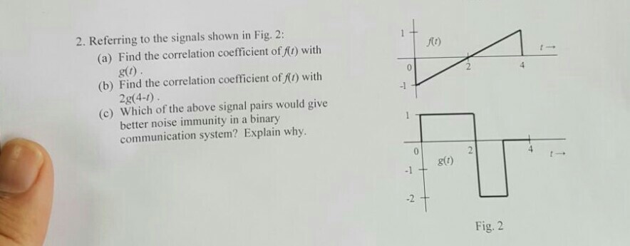 Solved 2. Referring to the signals shown in Fig. 2: (a) Find | Chegg.com