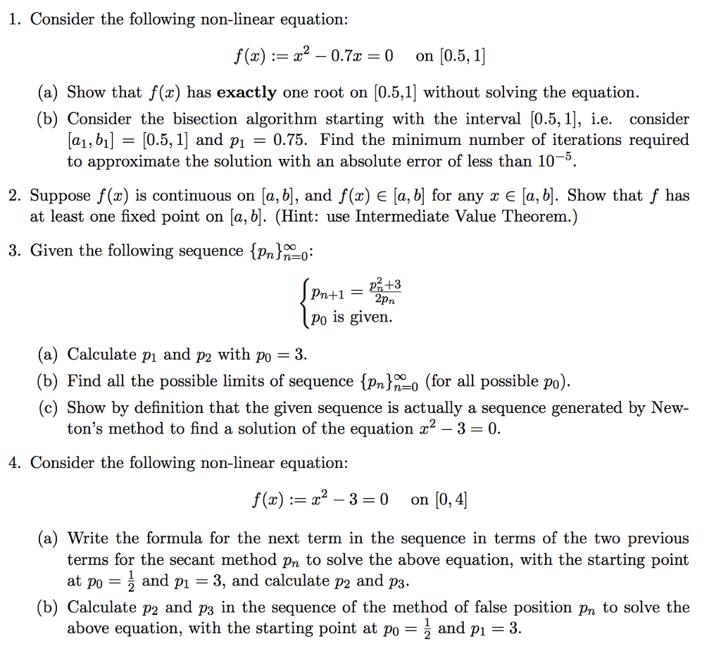 Solved 1. Consider the following non-linear equation: f(x) | Chegg.com