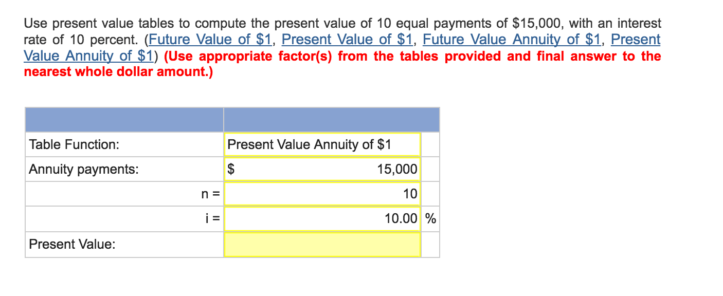 Solved Use present value tables to compute the present value | Chegg.com