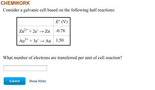 Solved CHEMWORK Consider a galvanic cell based on the | Chegg.com