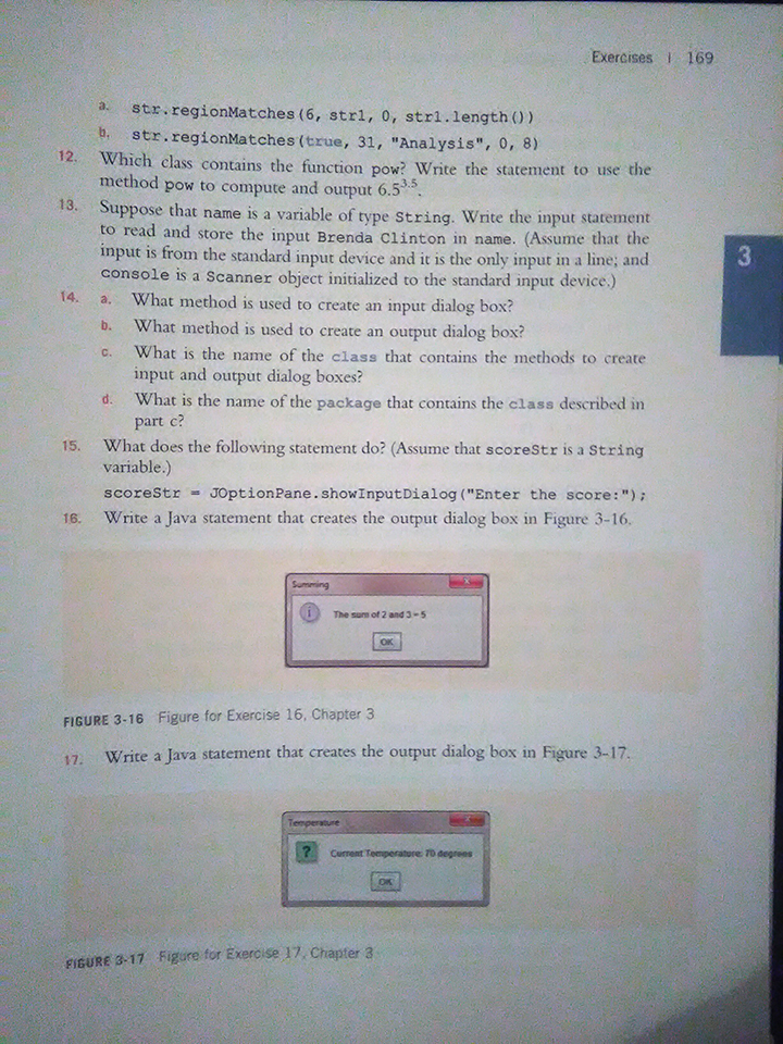 Solved Exercises 169 a. str.regionMatches (6, str1, o, | Chegg.com