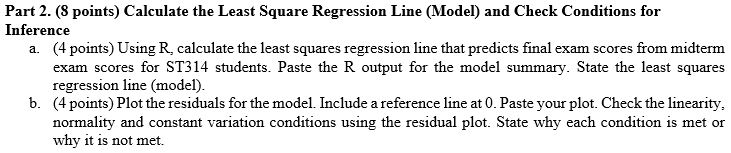 Part 2. (8 points) Calculate the Least Square | Chegg.com
