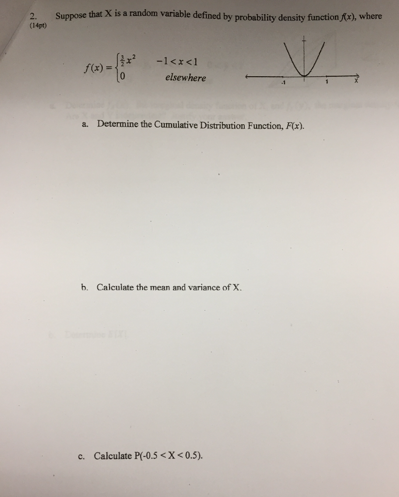 Solved Suppose That X Is A Random Variable Defined By