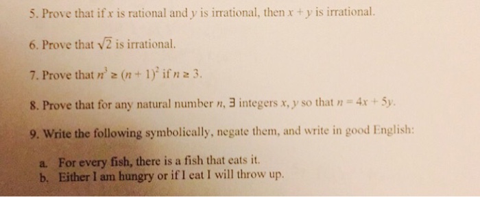 Solved Prove that if x is rational and y is irrational, then | Chegg.com